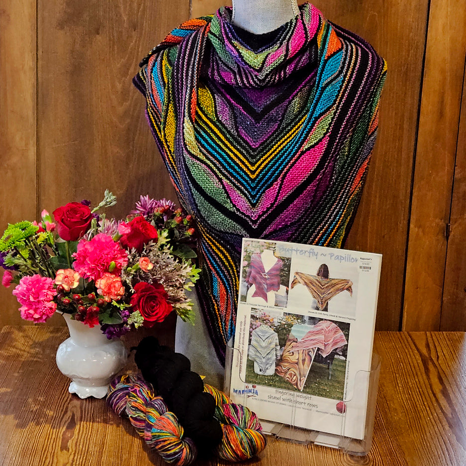 Butterfly Papillon Shawl Knit Kit – Rapunzel's Boutique Frankenmuth